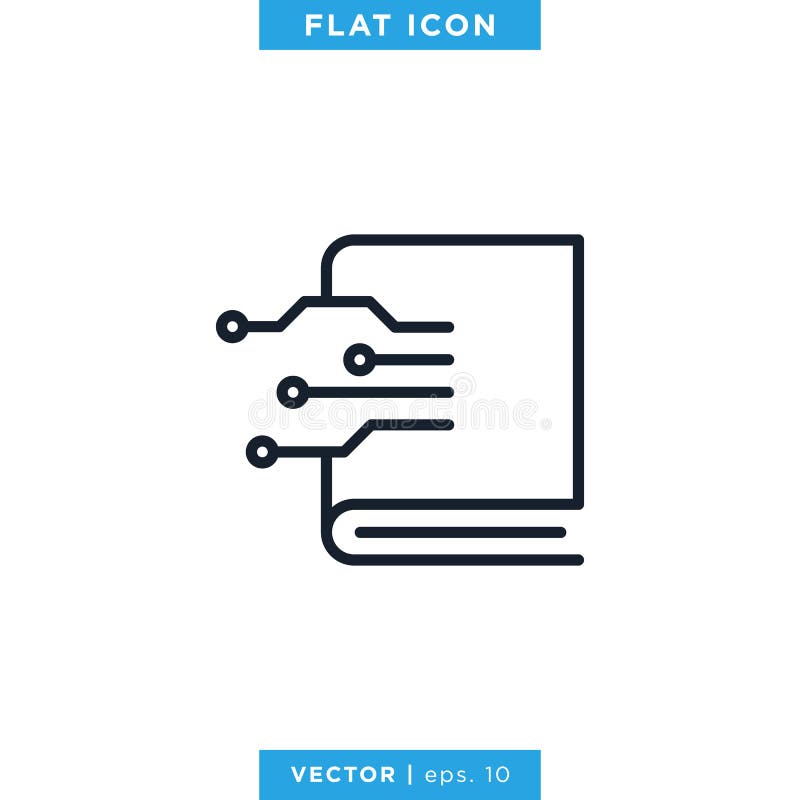 Digital Book Icon Vector Illustration Design Template. Editable Stroke ...