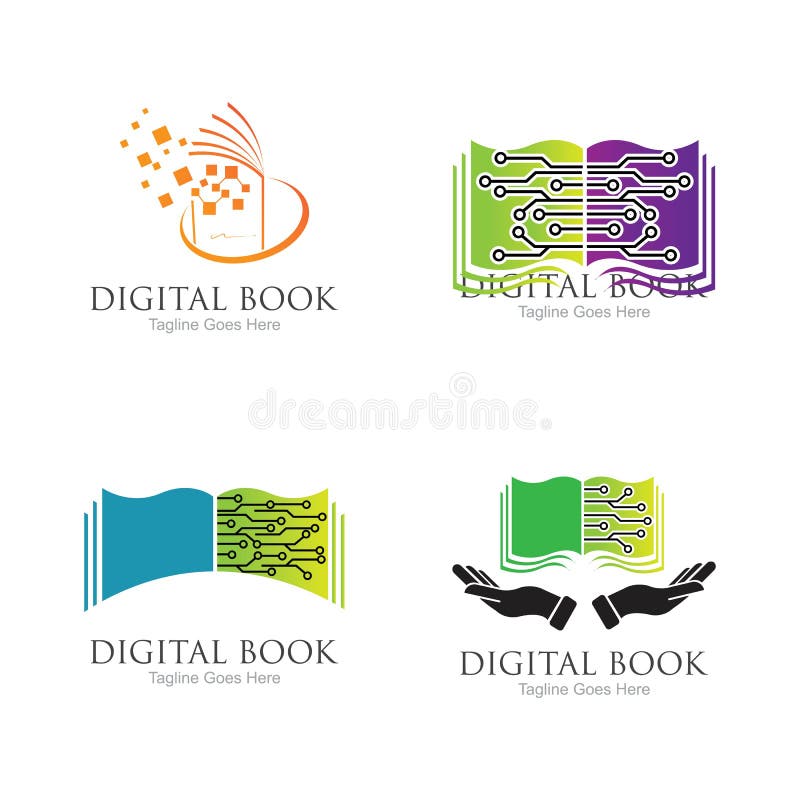 Digital Book Logo Technology Vector Icon Design Stock Vector ...