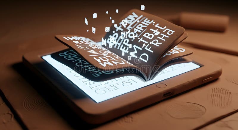 Digital Book Transformation on E-Reader Stock Illustration - Illustration of abstract, knowledge ...