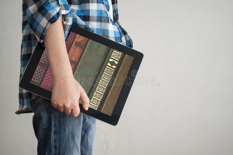 Digital books in tablet stock photo. Image of library - 98407114