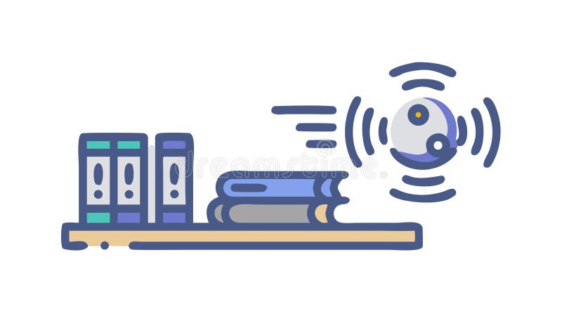 Digital Bookshelf: E-Learning Hub, Vector Design Generative AI Stock Vector - Illustration of ...