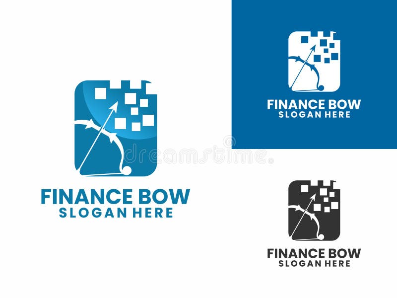 Digital Bow Finance Apps Logo Design Vector Template. Square with Bow ...