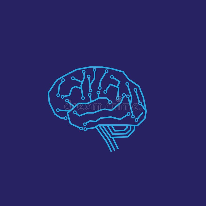 Digital Brain Futuristic Artificial Intelligence Icon Illustration ...