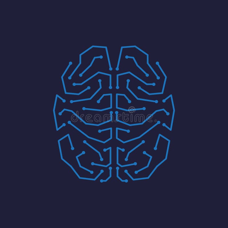 Digital Brain Futuristic Artificial Intelligence Icon Illustration ...