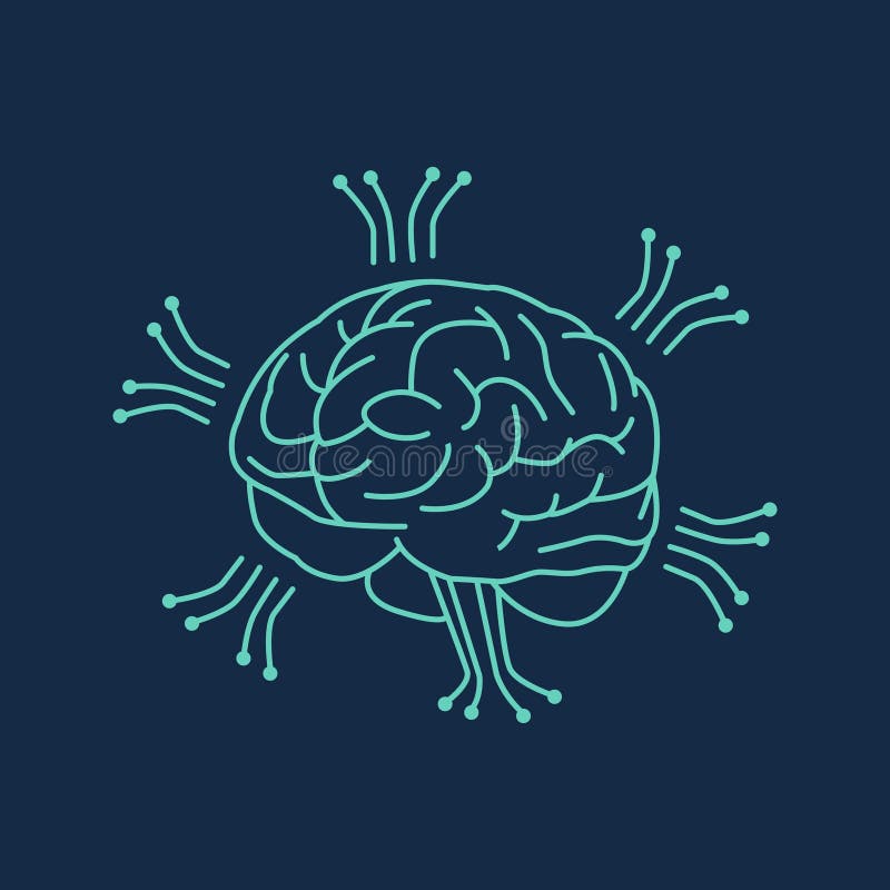 Digital Brain Futuristic Artificial Intelligence Icon Illustration ...