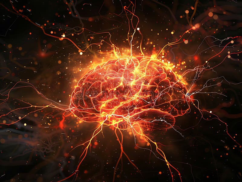 Digital Brain Abstract Background with Neurons and Synapses Connections ...