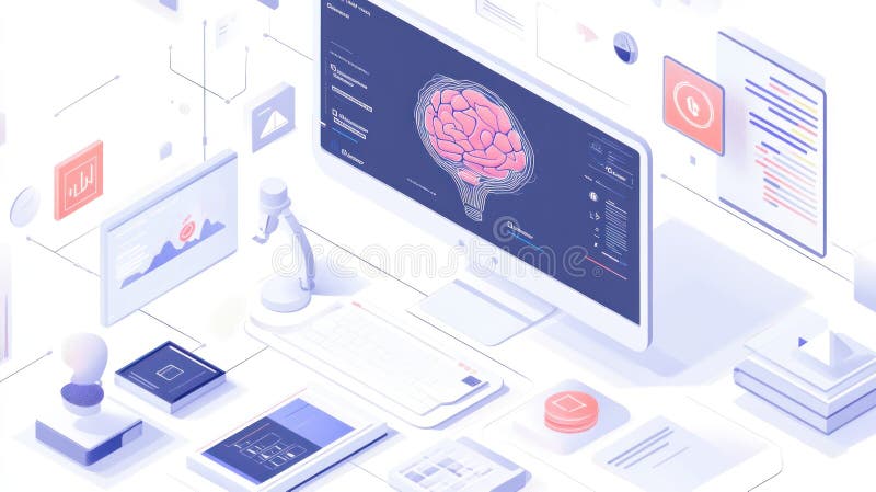 Brain analysis concept stock illustration. Illustration of mental ...