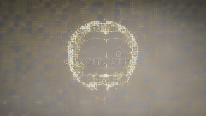 Digital Brain Animation with Glowing Circuits Over Abstract Grid ...
