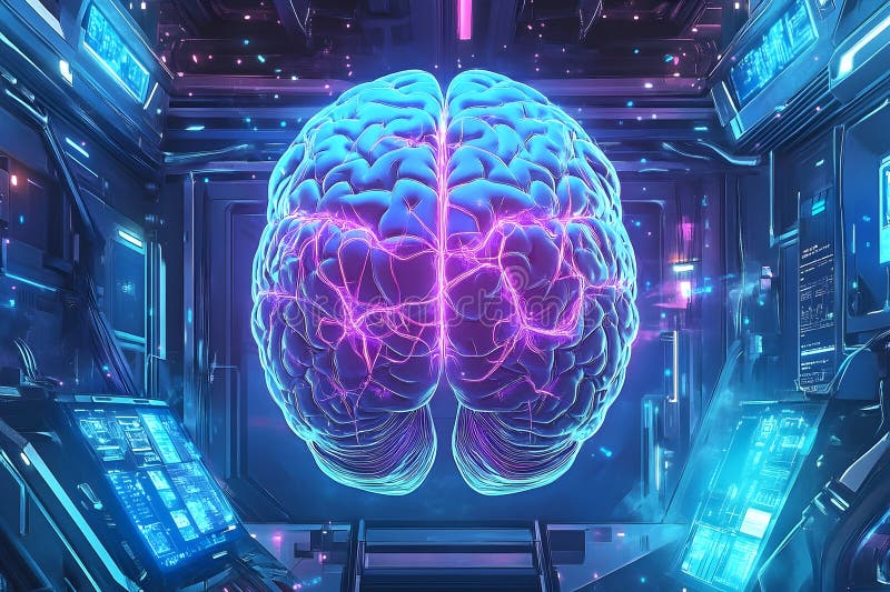 Digital Brain Artificial Intelligence Stock Illustration - Illustration ...