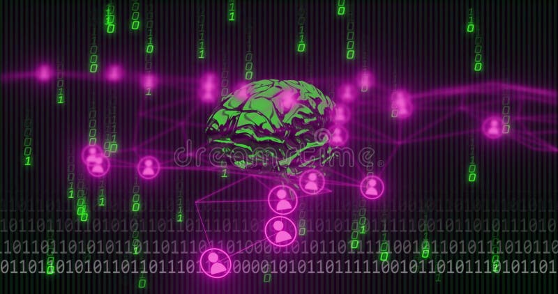 Digital Brain with Binary Code and Network Connections in Animation Stock Video - Video of ...