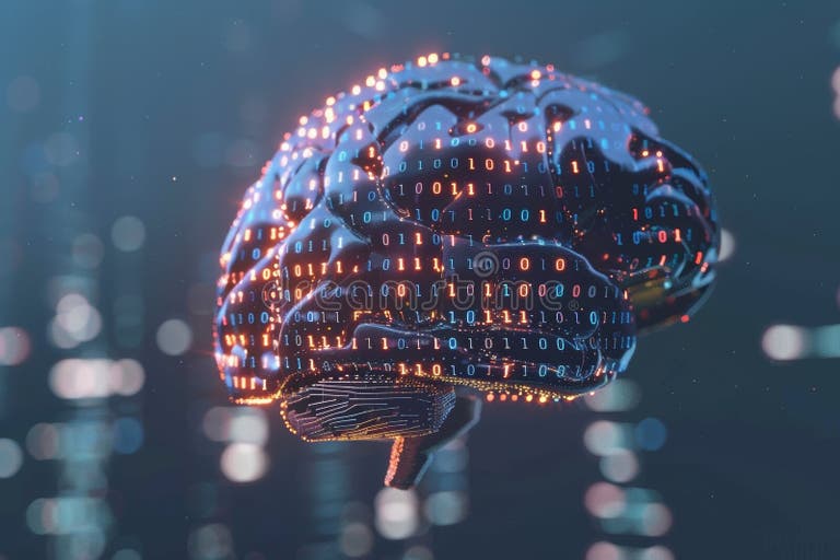 Digital Brain with Binary Code Representing Artificial Intelligence ...