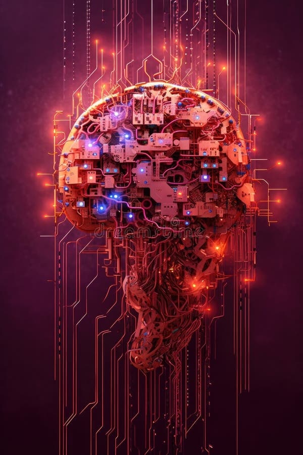 Digital Brain with Circuit Board Connections Stock Illustration ... Digital Brain with Circuit Board Connections Stock Illustration ...