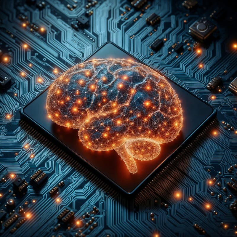 Digital Brain on a Circuit Board Stock Illustration - Illustration of ... Digital Brain on a Circuit Board Stock Illustration - Illustration of ...