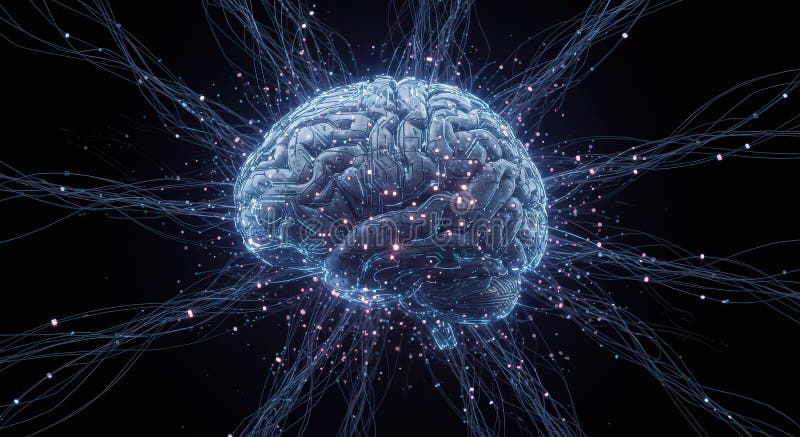 Digital Brain with Circuit, Concept of Artificial Intelligence Stock ...