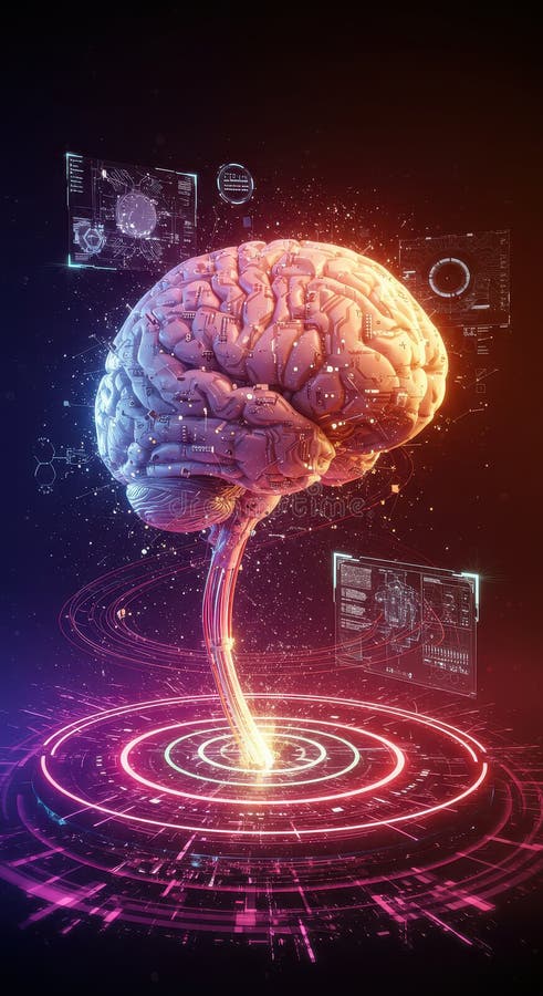 Digital Brain with Circuit, Concept of Artificial Intelligence Stock ...
