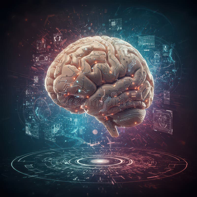 Digital Brain with Circuit, Concept of Artificial Intelligence Stock ...