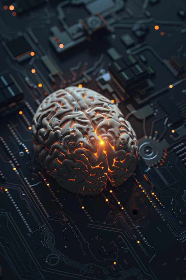 Digital Brain in Circuit stock image. Image of computer - 366103911
