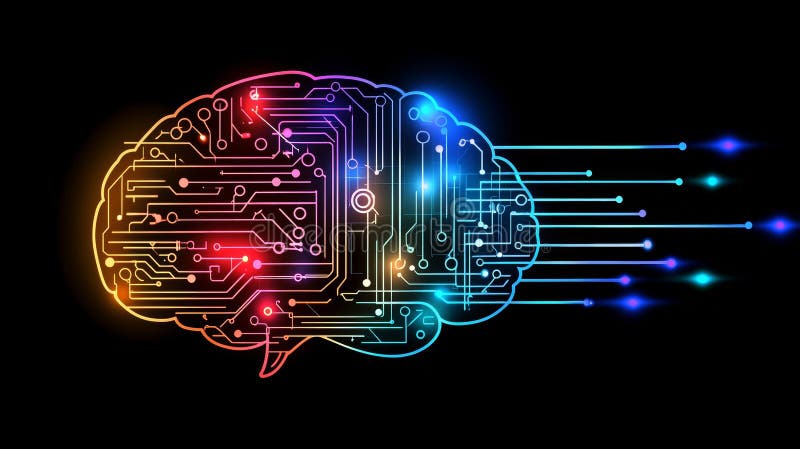 Digital Brain. Circuit Patterns, Glowing Connections and Data Flows on ... Digital Brain. Circuit Patterns, Glowing Connections and Data Flows on ...