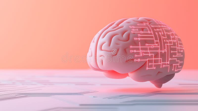 Digital Brain with Circuit Patterns in a Soft Pink Futuristic ... Digital Brain with Circuit Patterns in a Soft Pink Futuristic ...