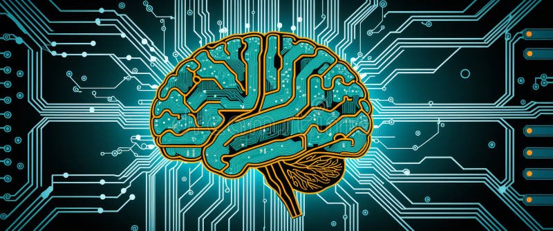Digital Brain with Circuitry Background Depicting Artificial ...