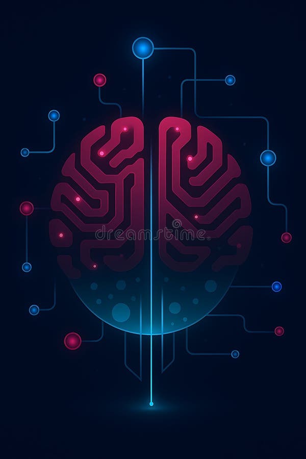 Abstract Digital Brain Network Glowing Pink Blue Lines Stock Photos ...
