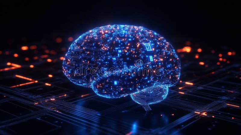 Digital Brain Circuitry Illuminated Network Technology Stock ...