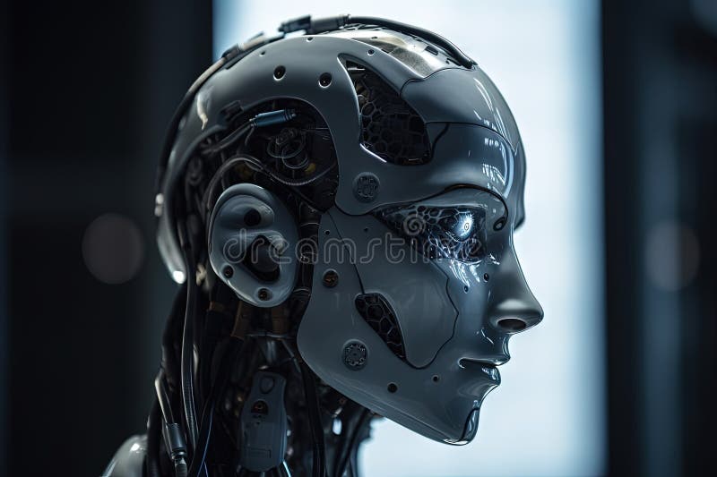 Digital Brain: Close-Up Portrait of Android Artificial Intelligence ...