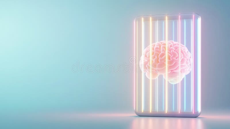 Digital Brain Concept - Neon Brainscape in Technology and Innovation ...