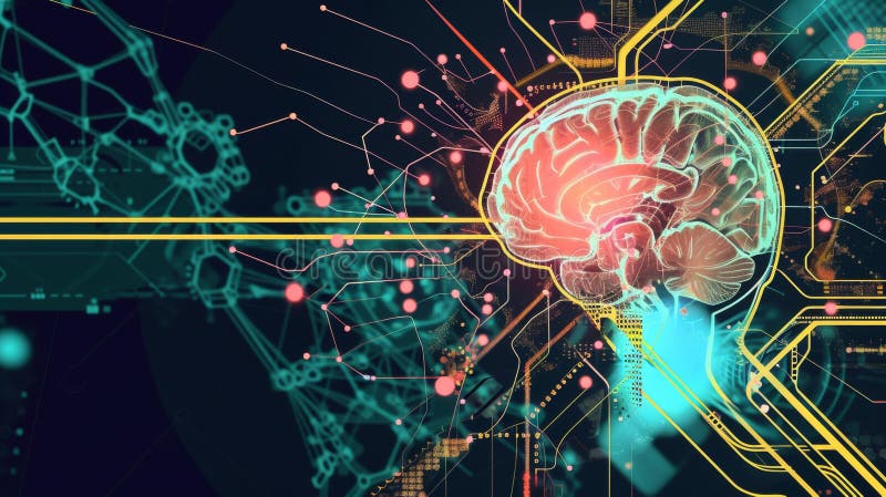 Digital Brain Concept with Network Nodes Stock Photo - Image of ...