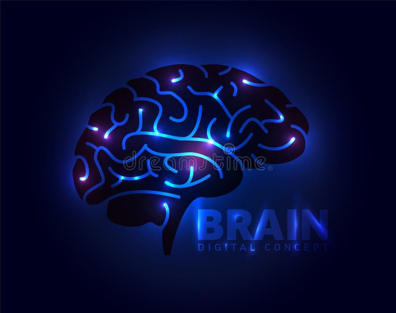 Digital Brain Concept Template for Artifical Intelligence Banners or ...