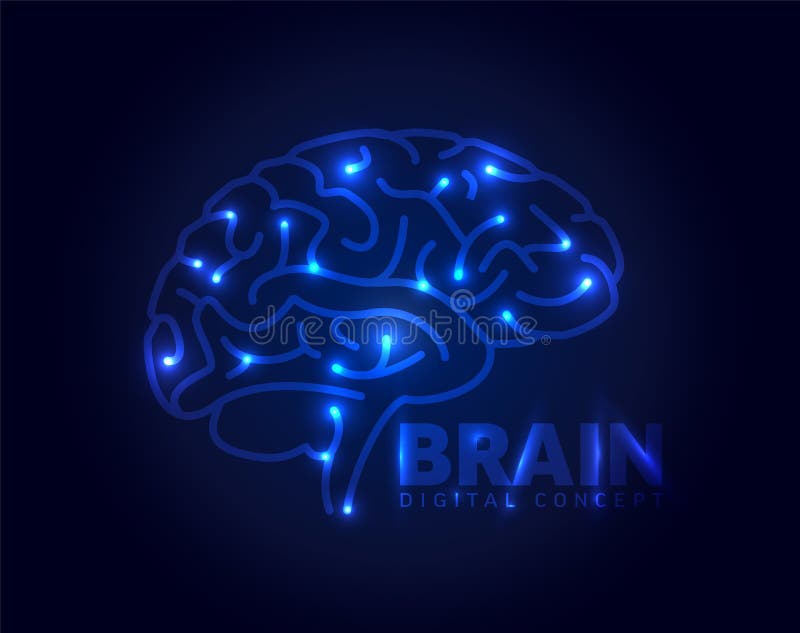 Digital Brain Concept Template for Artifical Intelligence Banners or ...