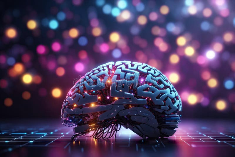 Digital Brain Connected To Data Center. Ai Generative Stock ...