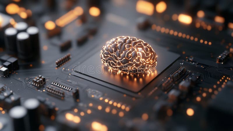 Digital Brain. Connecting AI, Artificial Intelligence Mind Stock Photo ...
