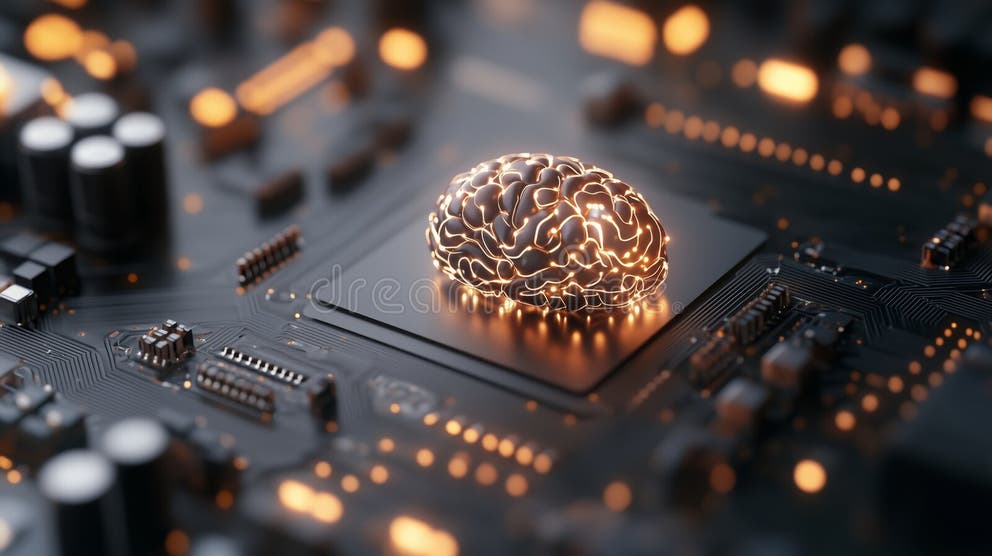Digital Brain. Connecting AI, Artificial Intelligence Mind Stock Photo ...