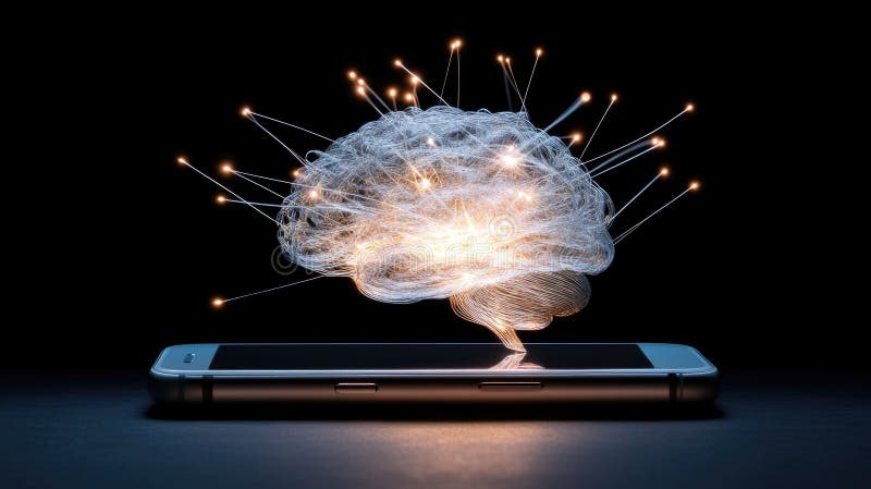 Digital Brain Connection Concept: Smartphone Neural Network Interface ...