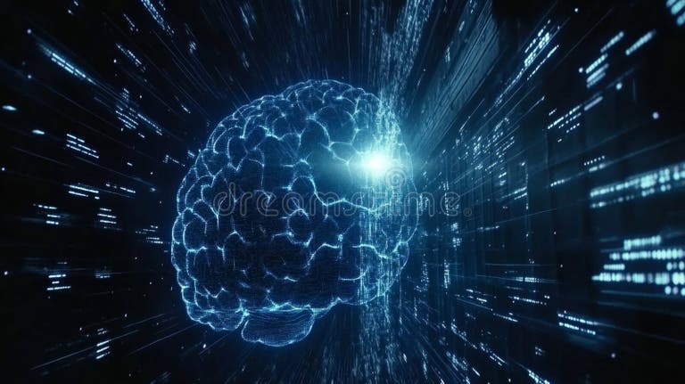 Digital Brain Data Stream Neural Network Processing Stock Illustration ...