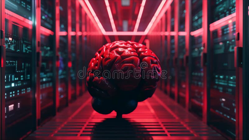Digital Brain Data Streams Data Streams, Artificial Intelligence. Binary Data, Flow Brain AI ...