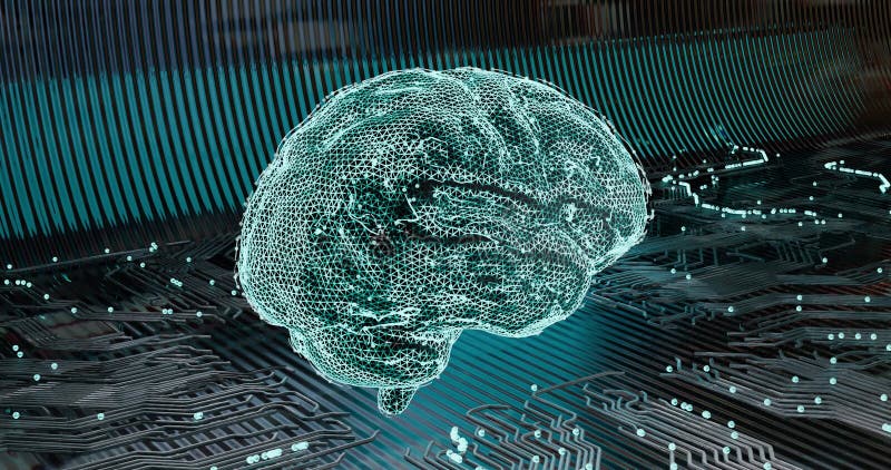 3D Rotating Abstract Brain Animation with Neon Lighting and Digital ...