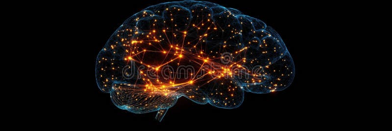 A Digital Brain Design Featuring Glowing Neural Connections ...