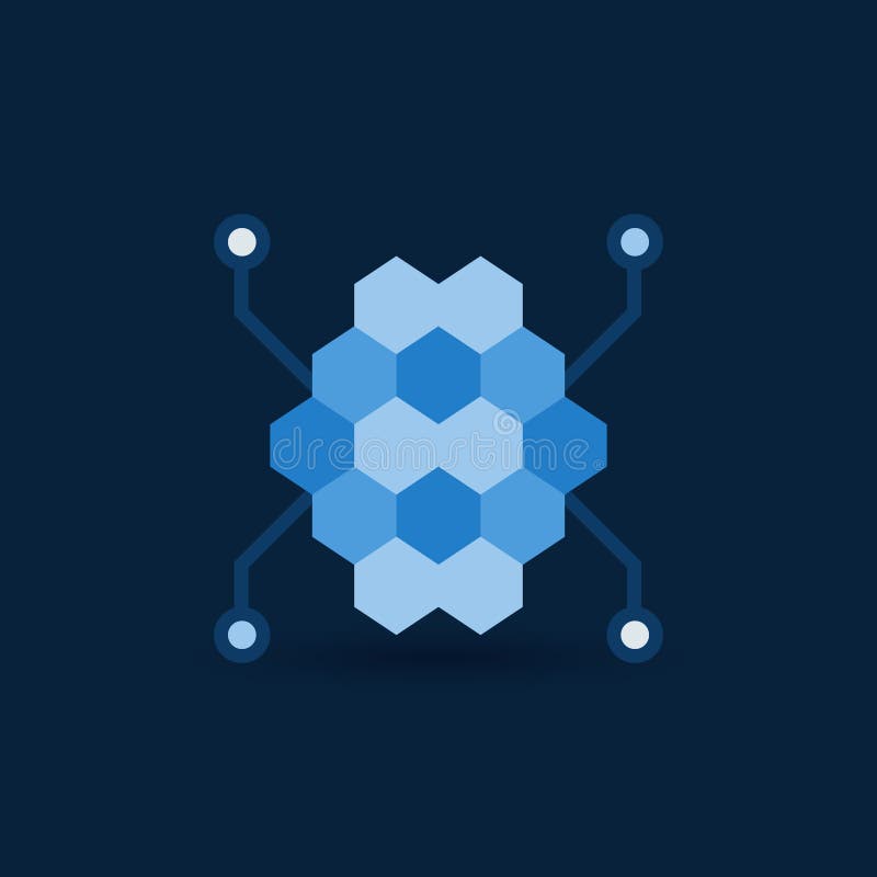 Artificial Intelligence Brain Vector Blue Outline Icon Stock Vector ...