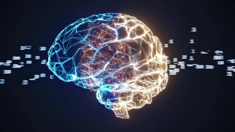 Digital Binary Code, Brain, VECTOR Illustration, Artificial Intelligence. Stock Vector ...