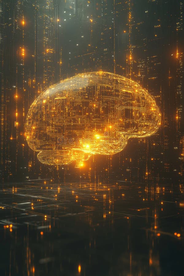 Digital Brain Glowing Circuits and Data, a Symbol of Technology ...