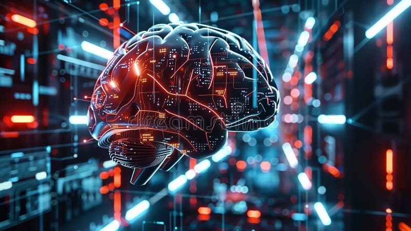 Digital Brain Human AI 3D Virtual Thinking Modern Lab Research Imagination Creativity Skill ...