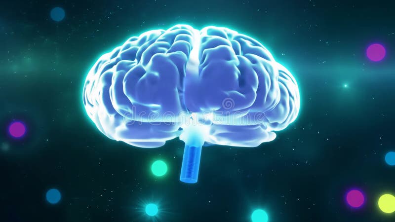 Digital Brain Glowing Colorful Human AI 3D Virtual Thinking Modern Lab ...