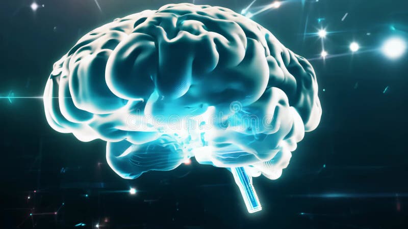 Digital Brain Glowing Colorful Human AI 3D Virtual Thinking Modern Lab ...