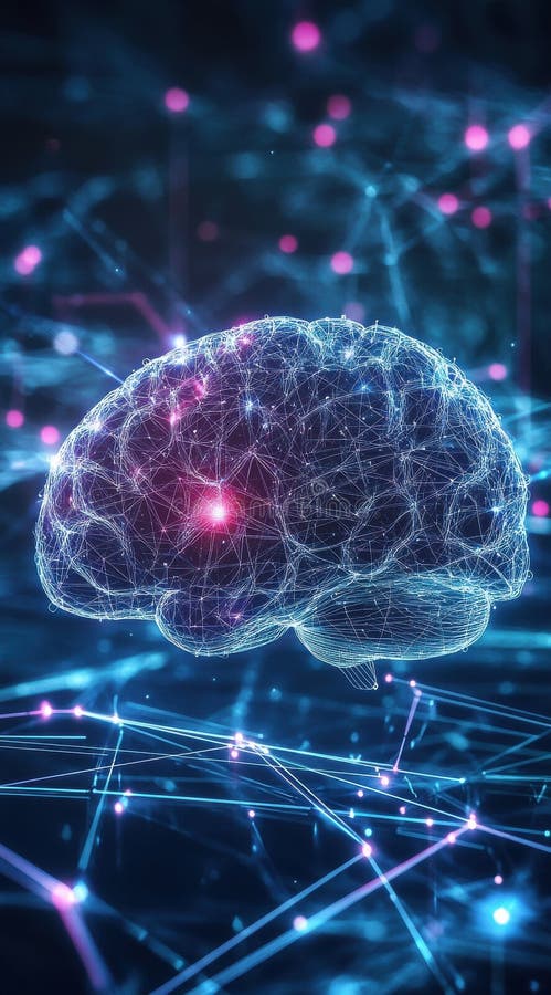 Digital Brain with Glowing Neural Networks and Lines Connecting in a ...
