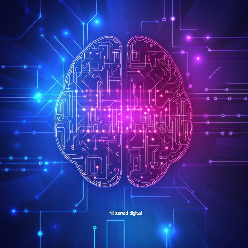 Digital Brain Graphic Showcasing Advanced Technology with Circuit Board ...
