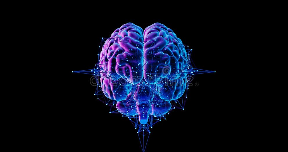 Digital Brain Hologram Hud. Artificial Intelligence AI Machine Deep ...