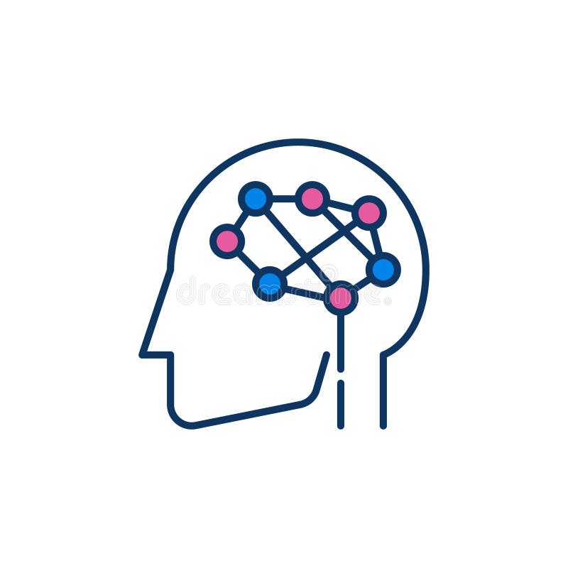Digital Brain in Human Head Vector Concept Colored Icon or Sign Stock ...
