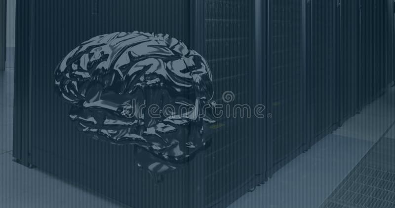 Digital Brain Illustration Overlays Server Racks in Data Center Stock ...